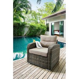 Destiny Loungesessel »SANTA« Aluminium, Polyrattan, inkl. Auflagen DE LUXE braun Obermaterial: 100% Polyester. Füllung: 50% Polyester, 50% Polyurethan