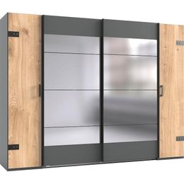 wimex Schwebet&uuml;renschrank &raquo;Stockholm, Schlafzimmerschrank mit Industrial-Look, rustikale Optik&laquo; Kleiderschrank mit Spiegel BESTSELLER Schrank Garderobe grau
