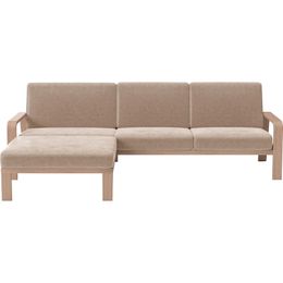 Sit & More SIT&MORE Ecksofa »Kolding L-Form« Armlehnen aus Buchenholz in natur, verschiedene Bezüge und Farben beige