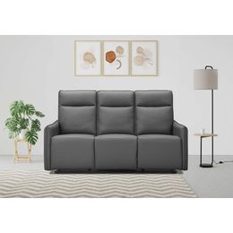 3-Sitzer &raquo;Lugo, Kinosofa mit Reclinerfunktion in Kunstleder und Webstoff&laquo; mit manueller Relaxfunktion in 2 Sitzen grau