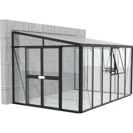 Vitavia Anlehngew&auml;chshaus &raquo;H_elena 10200&laquo; Alu-Profile, 3 mm Sicherheitsglas, Dach 10 mm Hohlkammerplatten schwarz