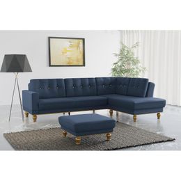 Sit & More SIT&MORE Ecksofa »Orient 5 L-Form« mit Strass-Stein, wahlweise mit Bettfunktion und Bettkasten blau