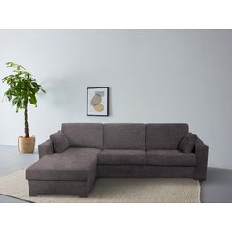 Home Affaire Ecksofa »Roma "M" Matratzenhöhe 14 cm, Dauerschlaffunktion, mit Unterfederung, « Liegemaße ca 143x198 cm, L-Form schwarz