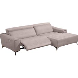 Egoitaliano Ecksofa »Suzette, Designsofa mit hohem Sitzkomfort« mit Recamiere, inkl. 1 elektronischen Relaxfunktion, L-Form opal grau