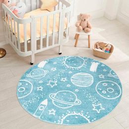 Carpet City Kinderteppich »ANIME912« rund 11 mm Höhe Kinderzimmer Teppich Modern mit lustigen Cartoon-Figuren, Multi blau Obermaterial: 100%...