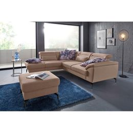 Sit & More SIT&MORE Ecksofa »Percy L-Form« 15 cm Fußhöhe, Sitztiefenverstellung, wahlweise in 2 Fußfarben beige