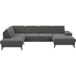 Sit & More sit&more Wohnlandschaft &raquo;Morris U-Form, inkl. Sitztiefenverstellung&laquo; wahlweise mit Armteilverstellung, Bettfunktion & Bettkasten grau 100% Polyester