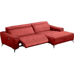 Egoitaliano Ecksofa »Suzette, Designsofa mit hohem Sitzkomfort« mit Recamiere, inkl. 1 elektronischen Relaxfunktion, L-Form marsala