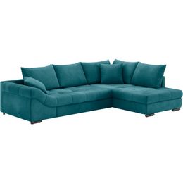 Ecksofa &raquo;Allegro DuraFlex, L-Form&laquo; Hochschl&auml;fer-Bettauszug, Kaltschaumpolsterung, bis 140 kg belastbar blau Memphis (Grundgewebe - 100% Polyester; 