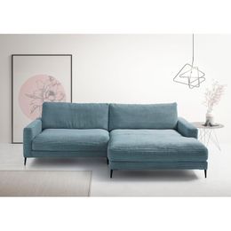 Inosign Ecksofa »Downtown, B/T/H: 272/190/84 cm L-Form« weicher Sitzkomfort auch in Cord und Bouclé, incl. Zierkissen petrol