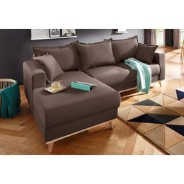 Home Affaire Ecksofa &raquo;Edina L-Form&laquo; auch in Baumwollmix-Bezug, im skandinavischem Stol braun Webstoff (100% Polyester);Baumwollmix (50% Baumwolle, 50%