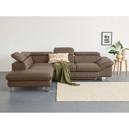 COTTA Ecksofa &raquo;Driver L-Form&laquo; mit Kopfteilverstellung, wahlweise mit Bettfunktion & Bettkasten grau Kunstleder SOFTLUX ;LEDER BEEFY (ein abgedecktes 