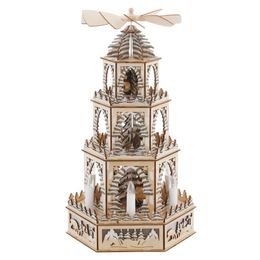 MyFlair M&Ouml;BEL & ACCESSOIRES Weihnachtspyramide &raquo;Weihnachtsdeko&laquo; mit LED Beleuchtung und beweglichen Figuren, H&ouml;he ca. 48 cm natur-wei&szlig;