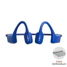 Aftershokz SHOKZ Open-Ear-Kopfhörer »OpenSwim + Cooling Towel« integrierter MP3-Player und 4 GB Speicher Blau Inklusive praktischem Kühlhandtuch