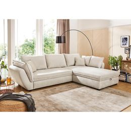 Jockenhöfer JOCKENHÖFER GRUPPE Ecksofa »Jerez L-Form« mit Bett-und Relaxfunktion, Stauraum/Bettkasten, Wellenfederung, Ottomane beige