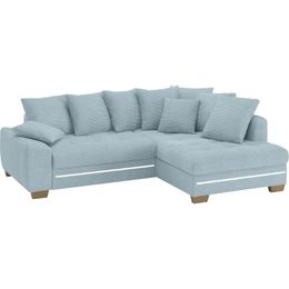 MR. COUCH Ecksofa »Nikita II, L-Form« mit RGB-LED Beleuchtung, wahlweise mit Bett, Bettkasten, Kaltschaum Stripes 8624 blue grey