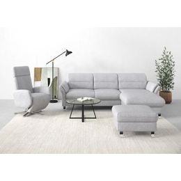 Sit & More SIT&MORE Ecksofa »Grenoble L-Form mit Federkern« wahlweise mit Bettfunktion, Bettkasten, Arm- und Kopfteilverstellung silber