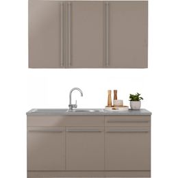Wiho-K&uuml;chen WIHO K&Uuml;CHEN Pantryk&uuml;che &raquo;Chicago&laquo; ohne E-Ger&auml;te, Breite 160 cm K&uuml;che: braun + Front: Tr&uuml;ffel Glanz + Korpus: tr&uuml;ffelfarben + Arbeitsplatte:...