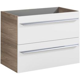 Fackelmann Waschbeckenunterschrank &raquo;Luxor&laquo; Badm&ouml;bel Orga-Set in der Oberen Schublade, erweiterbar auf 100/120 cm Steinesche/ Wei&szlig; Steinesche