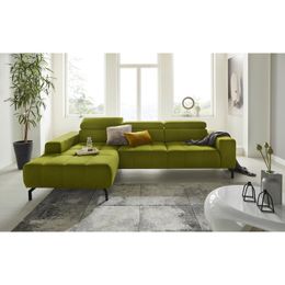 DOMO collection Ecksofa »Cunelli tolle Sitznähte als Designelement, fester Sitzkomfort, L-Form« wahlweise mit 6-fach verstellbarer...