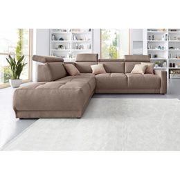 DOMO collection Ecksofa »Ava, moderne Sitzheftung mit toller Doppelnaht, komfortabel, L-Form« mit Ottomane, inkl. Federkern, wahlweise mit...
