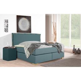 Home Affaire Boxspringbett &raquo;&raquo;Marlou&laquo;&laquo; inkl. Topper, 3 Breiten, 3 H&auml;rtegrad-Ausf&uuml;hrungen blau Struktur fein (100% Polyester)
