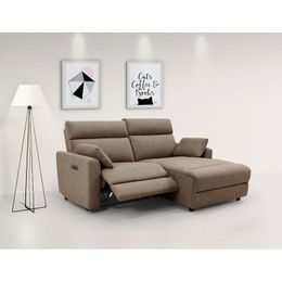 Inosign Ecksofa »JENNA, L-Form, 209cm, manuelle u. elektrische Funktion, mit USB A/C, « Liegefunktion 105°-150°, Federkern, Struktur fein taupe