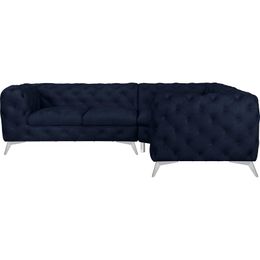 LEONIQUE Chesterfield-Sofa »Ecksofa GLYNIS L-Form mit Wellenunterfederung, Maße B/T/H 264/204/75cm« aufwändige Knopfheftung, moderne Chesterfield...