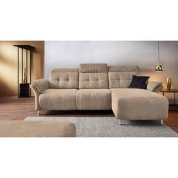Places of Style Ecksofa »Manhattan L-Form« 2 Sitze mit elektrischer Relaxfunktion, verstellbare Armlehnen beige