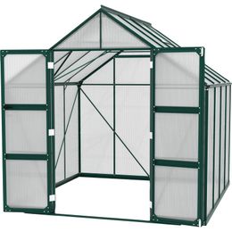 Vitavia Gew&auml;chshaus &raquo;Domus 6700&laquo; mit Doppelschwingt&uuml;ren und bodentiefer T&uuml;rschwelle, 4 mm Hohlkammer smaragdgr&uuml;n