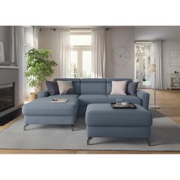 Sit & More SIT&MORE Ecksofa »Scarlett L-Form« inklusive Kopfteilverstellung, wahlweise mit Bettfunktion, Bettkasten hellblau