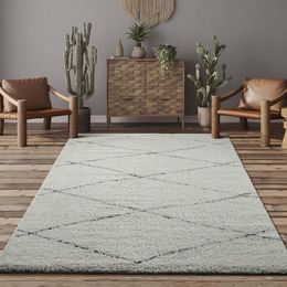 the carpet Teppich »Bahar Shaggy« rechteckig 30 mm Höhe Shaggy eleganter Wohnzimmer Teppich Hochflor Creme Obermaterial: 100% Polypropylen B : 140...