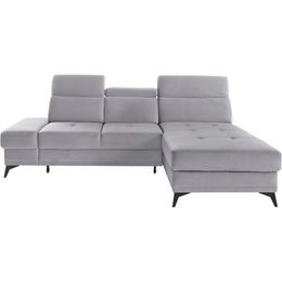 Inosign Ecksofa &raquo;Cardiz L-Form&laquo; inkl.Kopfteilverstellung und Federkern wahlweise mit Bettfunktion grau Webstoff (100% Polyester);Luxus-Microfaser 
