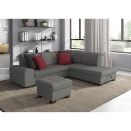 Sit & More SIT&MORE Ecksofa »Luxor L-Form« wahlweise mit Bettfunktion, Stauraum und Kopfteilverstellung grau