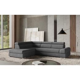 Sit & More SIT&MORE Ecksofa »Broadway L-Form« mit verstellbaren Kopfteilen, wahlweise mit Bettfunktion grau