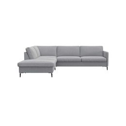 FLEXLUX Ecksofa &raquo;Fiore, L-Form&laquo; schmale Armlehnen, Kaltschaum, F&uuml;&szlig;e Alu+schwarz grau 100% Polyester