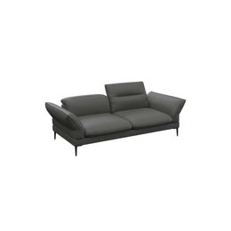FLEXLUX 2,5-Sitzer &raquo;Salino, Funktionssofa, Relaxsofa&laquo; Sofa mit Arm- und Kopfteil-Verstellungen, Kaltschaum & Stahl-Wellen grau 100% Echtleder