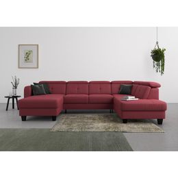 Sit & More SIT&MORE Wohnlandschaft »Belluci U-Form« Kopfteilverstellung und Federkern, wahlweise mit Bettfunktion bordeaux