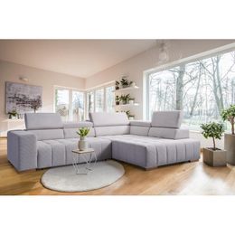 exxpo - SOFA FASHION Ecksofa »Elianos, hoher Sitzkomfort, aufwendige Kreuzsteppung im Sitz, L-Form« Kopfteile & Sitztiefe verstellbar, mit...