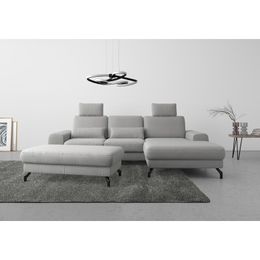 Sit & More SIT&MORE Ecksofa »Cinturo L-Form« inklusive Sitztiefenverstellung und Federkern, Sitzhöhe 45 cm grey