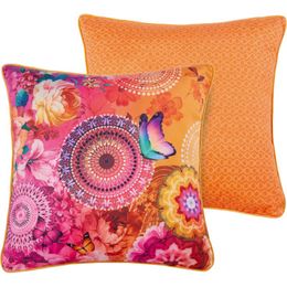 HIP Dekokissen »Ziva« Mit Füllung, 1 Stück, Biese, 30x60, Wendeoptik, Weich, Bunt, Mandala bunt/multi/orange/rosa + bedruckt Obermaterial: 100%...