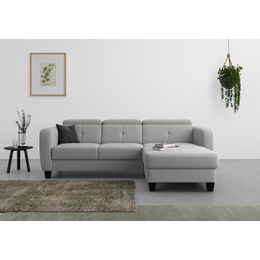 Sit & More SIT&MORE Ecksofa »Belluci L-Form« inklusive Federkern, wahlweise mit Bettfunktion und Bettkasten grey