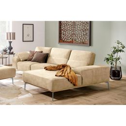 W.Schillig Ecksofa &raquo;run, Designsofa mit tollem Sitzkomfort, bequem, L-Form&laquo; mit elegantem Holzsockel, F&uuml;&szlig;e in Silber matt, Breite 319 cm beige 