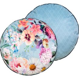 Descanso Dekokissen »Novara« Mit Füllung, 1 Stück, Mit Biese, 30x60, Wendeoptik, Weich, Blumen Grau grau/graublau + bedruckt geblümt...