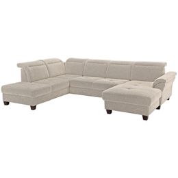 Home Affaire Wohnlandschaft &raquo;Solvei U-Form&laquo; Sitztiefenverstellung und Federkern, wahlweise Kopfteilverstellung beige Struktur (100% Polyester);Luxus-