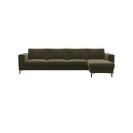 FLEXLUX Ecksofa »Fiore, super Sitzkomfort durch Kaltschaum im Sitz, L-Form« breite Armlehnen, Füße Alu+schwarz Moss Green