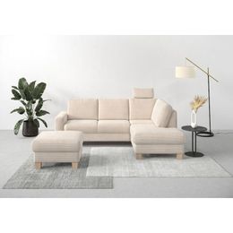 Home Affaire Ecksofa &raquo;Summer L-Form&laquo; mit Ottomane, wahlweise mit Bettfunktion und Bettkasten, Cord-Bezug creme