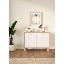Andas Sideboard »Ikast, Stauraum, Schubladenschrank, Aufbewahrung« 2 Türen und 1 Schublade, Breite 99 cm, Höhe 73 cm Jackson Hickory / Weiß