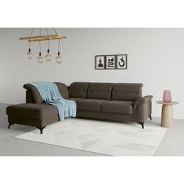 Sit & More SIT&MORE Ecksofa »Sinatra L-Form« mit Ottomane, optional mit Kopfteilverstellung und Armteilfunktion espresso