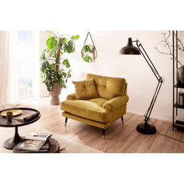 TRENDS BY HG Loungesessel »Samir« mit Strasssteinen und goldfarben Applikationen mustard